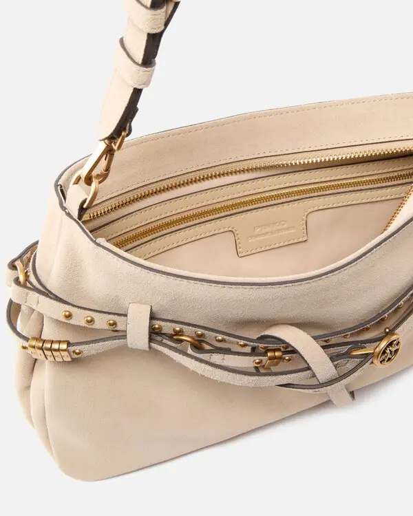 Pinko Logo Plaque Studded Shoulder Bag