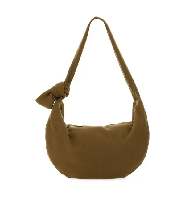 ALYSI Zipped Shoulder Bag With Knot Detail - Brown