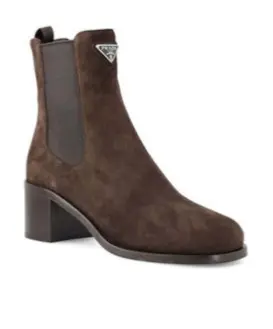 Prada Round Toe Block Heel Chelsea Boots