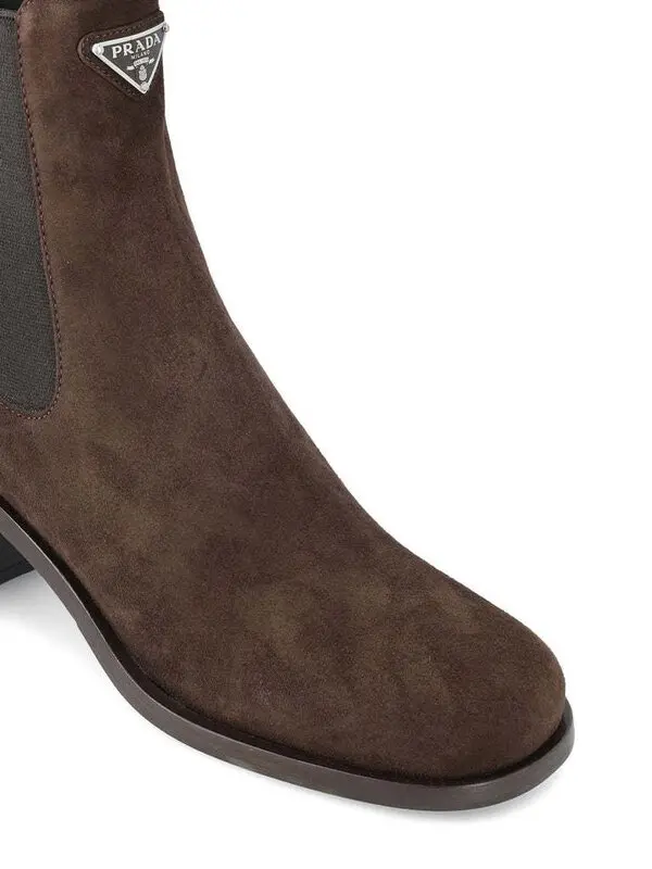 Prada Round Toe Block Heel Chelsea Boots