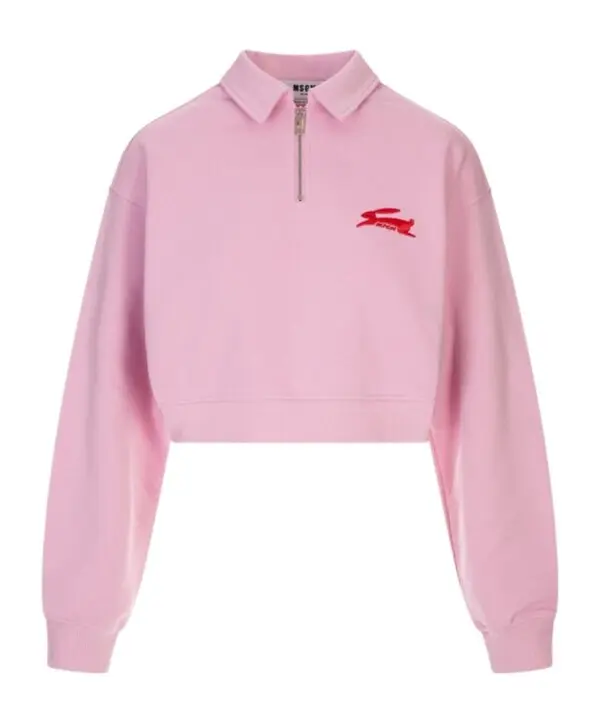 MSGM Cropped Sweatshirt With Rabbit Embroidery