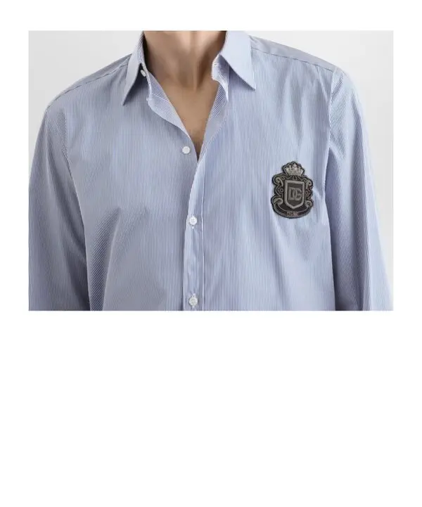 Dolce & Gabbana Dolce Gabbana Crest-embroidered Striped Shirt