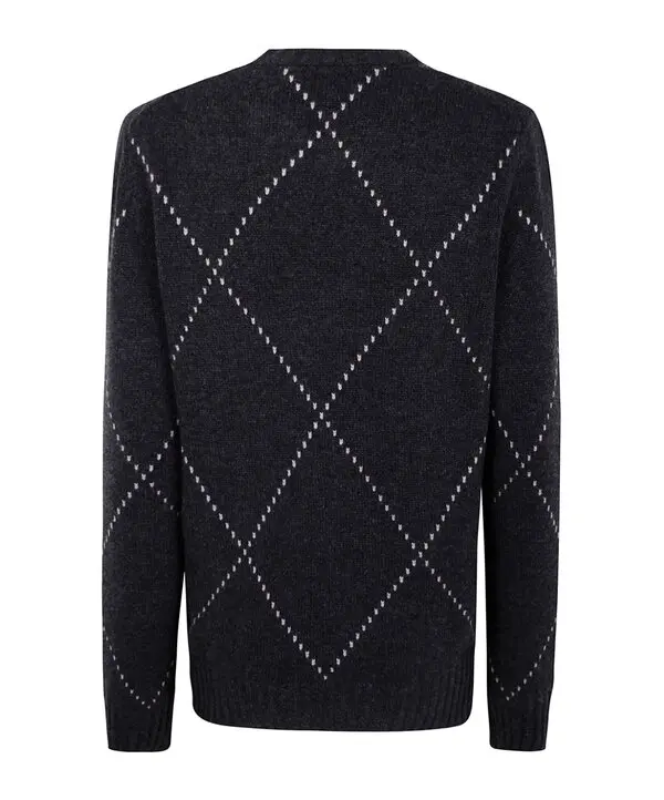 GRAN SASSO Diamond-pattern Wool Sweater - Black
