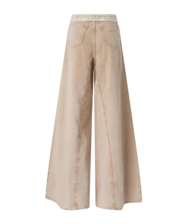 Pinko Winona Wide Leg Jeans With Lace Detail