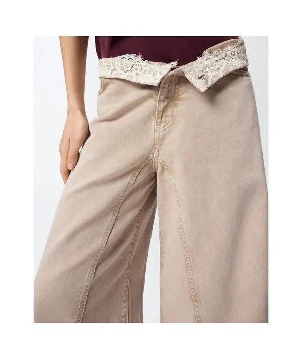 Pinko Winona Wide Leg Jeans With Lace Detail