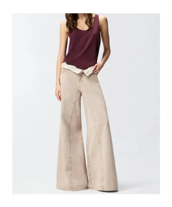 Pinko Winona Wide Leg Jeans With Lace Detail