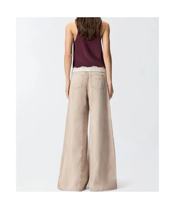 Pinko Winona Wide Leg Jeans With Lace Detail