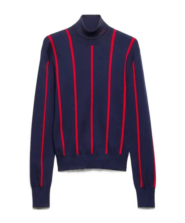 Prada Striped Turtleneck Sweater - Black