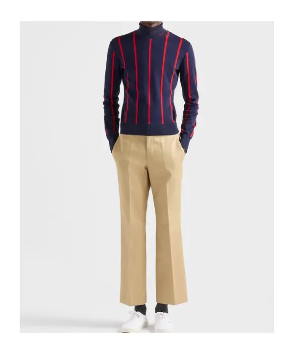 Prada Striped Turtleneck Sweater - Black