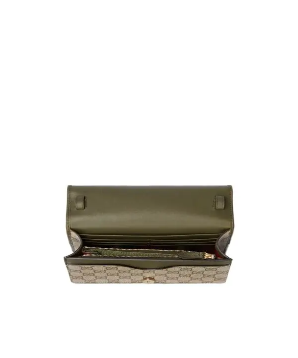 Gucci Gg Emblem Wallet On Chain - Beige/dark Brown