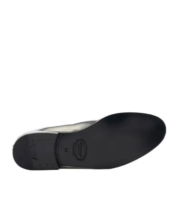 SCAROSSO Vittoria Patent Leather Monk Strap Shoes With Strass Buckle - Black
