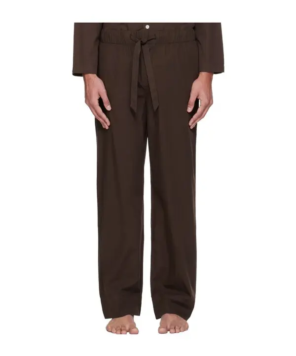TEKLA Drawstring Pajama Pants - Brown