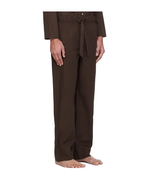 TEKLA Drawstring Pajama Pants - Brown