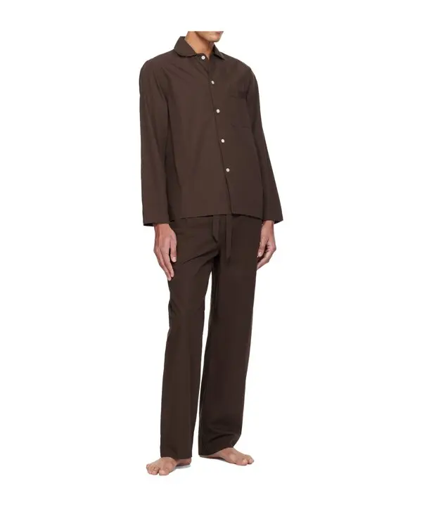 TEKLA Drawstring Pajama Pants - Brown