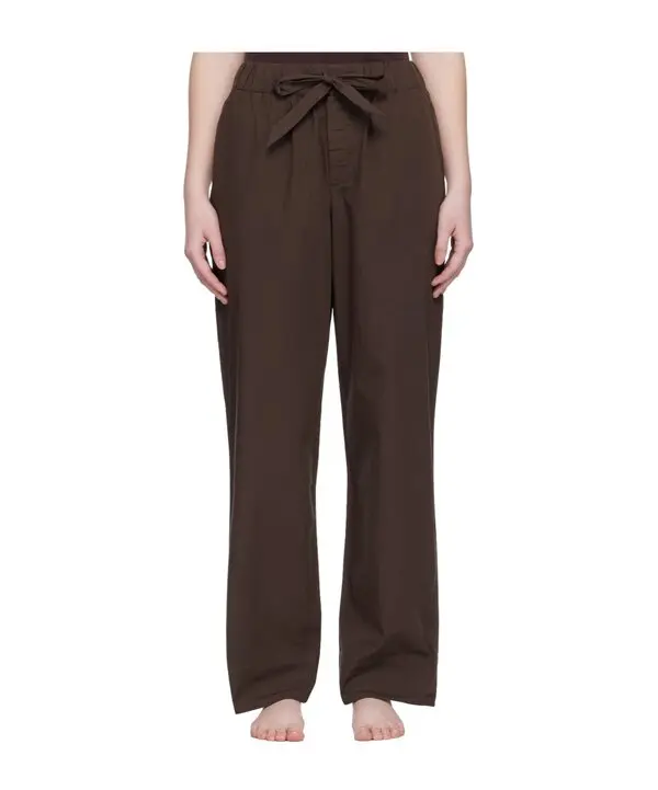 TEKLA Drawstring Pajama Pants - Brown