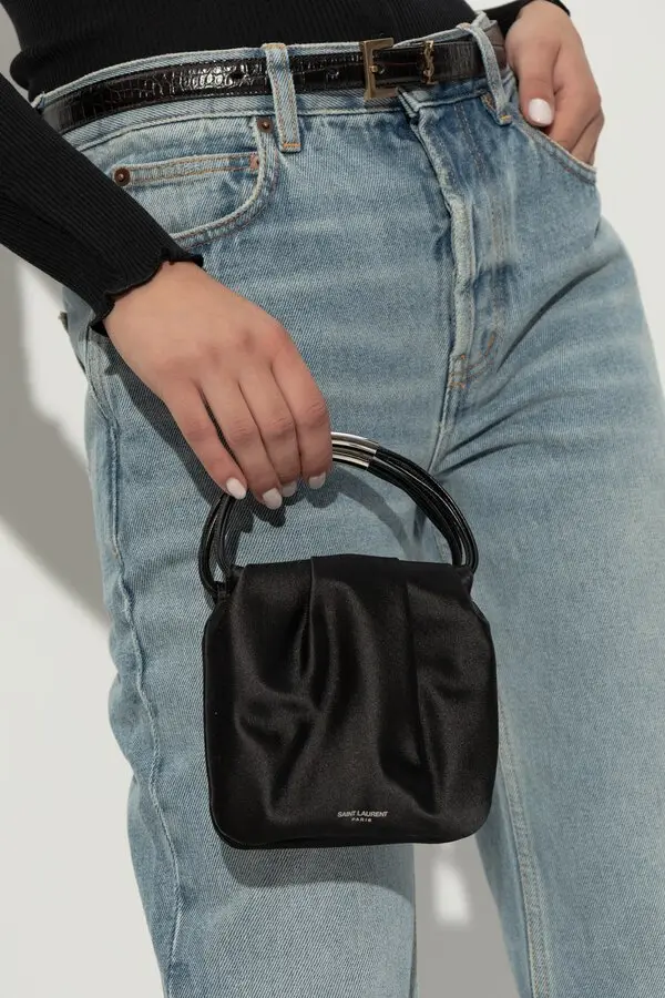 Saint Laurent Logo Detailed Top Handle Bag - Black