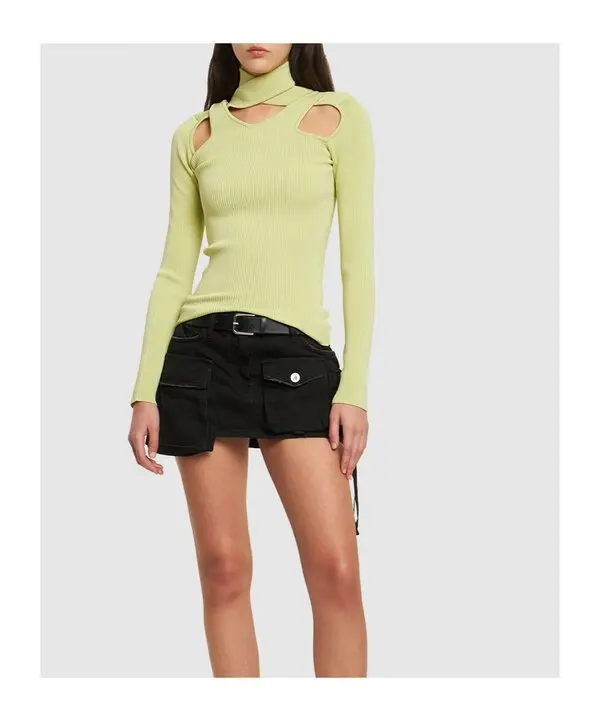 Coperni High Neck Cut Out Sweater - Yellow