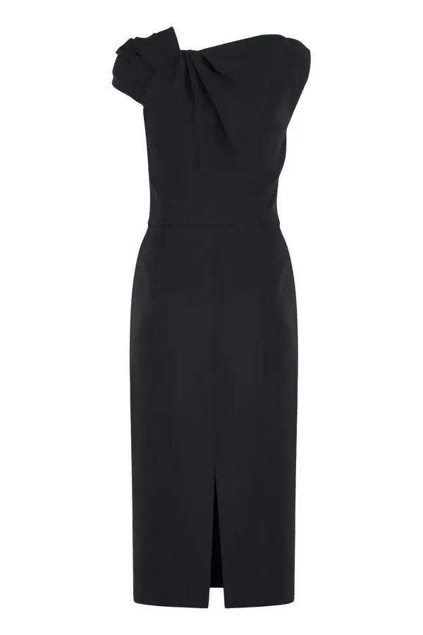 Givenchy Sleeveless Draped Midi Cady Dress