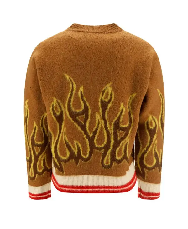 Palm Angels Flame Pattern Knitted Wool Sweater