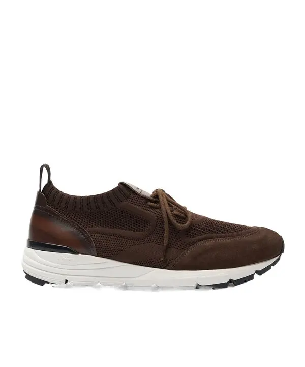SCAROSSO Robbie Knitted Lace-up Sneakers - Dark Brown