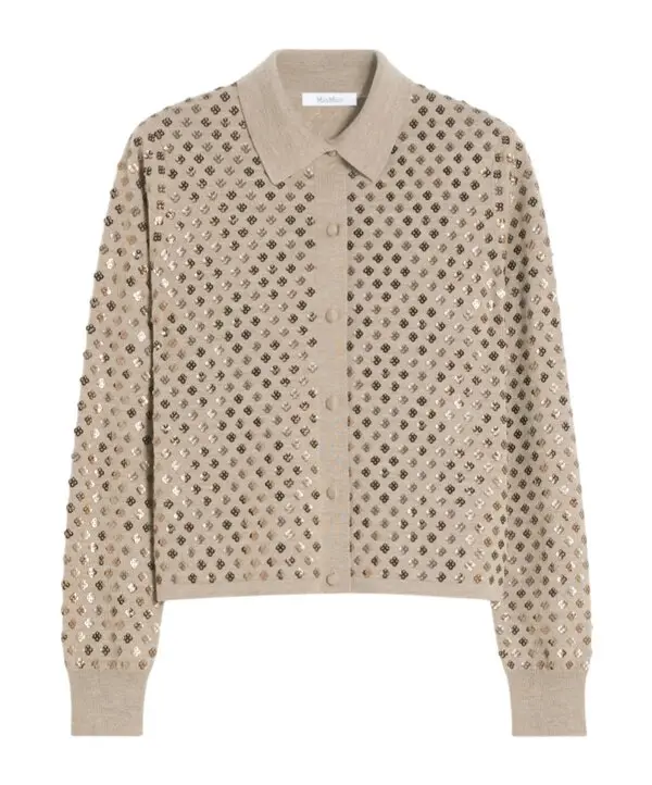 Max Mara Embellished Collared Cardigan - Brown