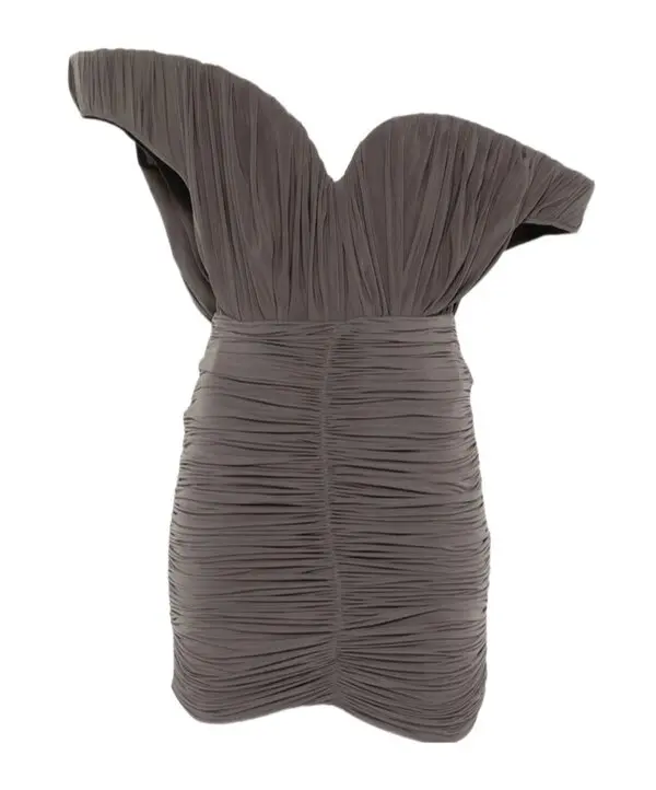 Magda Butrym Asymmetrical Off-the-shoulder Ruched Mini Dress
