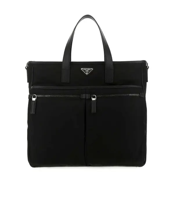 Prada Re-nylon And Saffiano Leather Tote Bag - Black