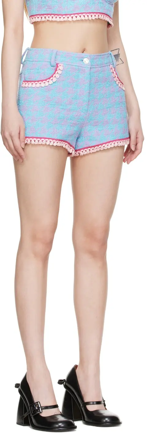 Moschino Houndstooth Tassel Trim Shorts - Nude