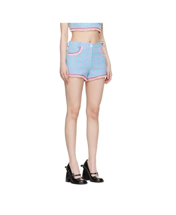 Moschino Houndstooth Tassel Trim Shorts - Nude
