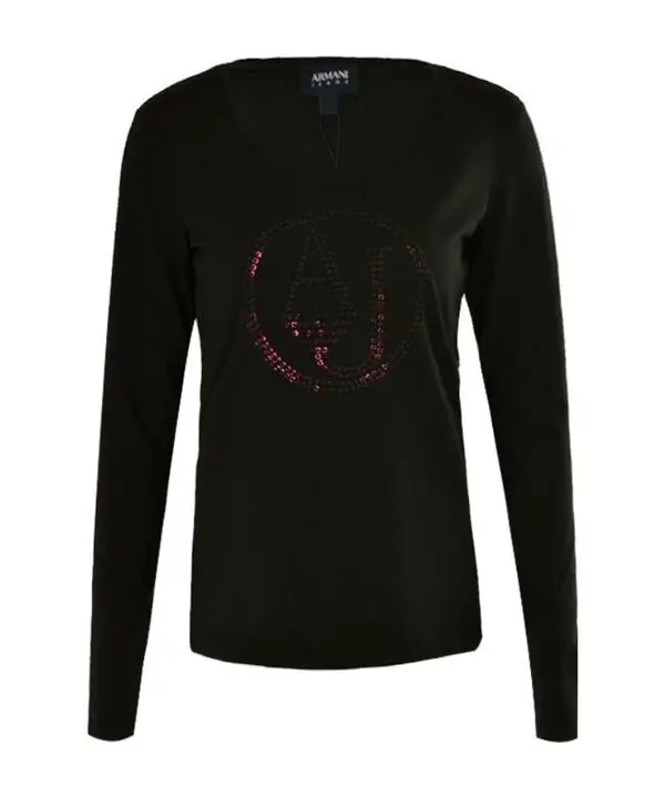 Emporio Armani Embellished Logo Long Sleeve T-shirt