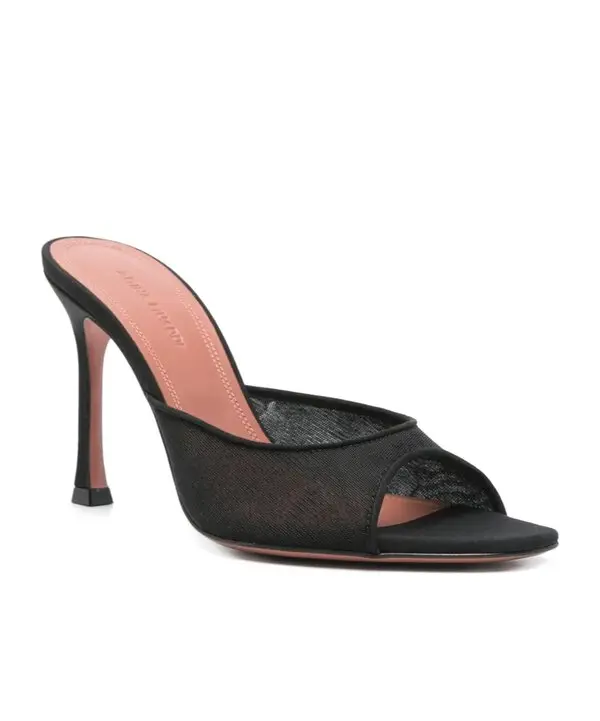 Amina Muaddi 100mm Peep-toe High Stiletto Heel Sandals - Black