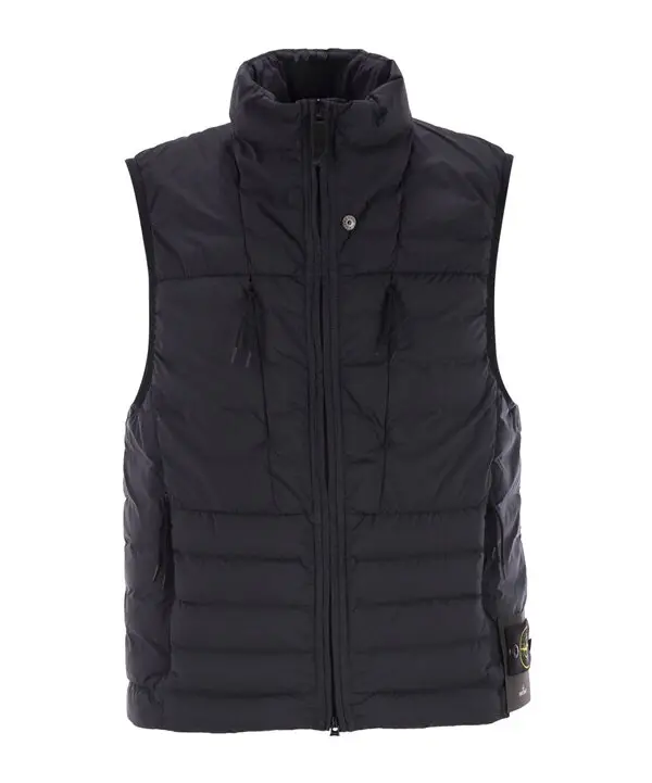 Stone Island Logo Patch High Neck Padded Gilet - Blue