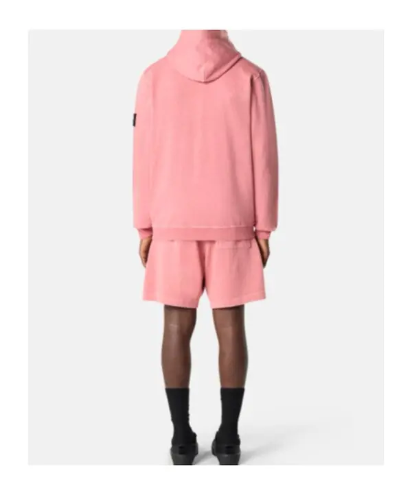 Stone Island Zip-up Logo Patch Hoodie - Oleander