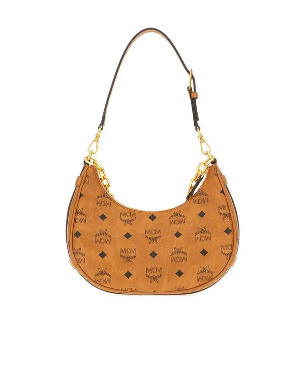 Mcm Monogram Printed Zipped Tote Bag - Cognac