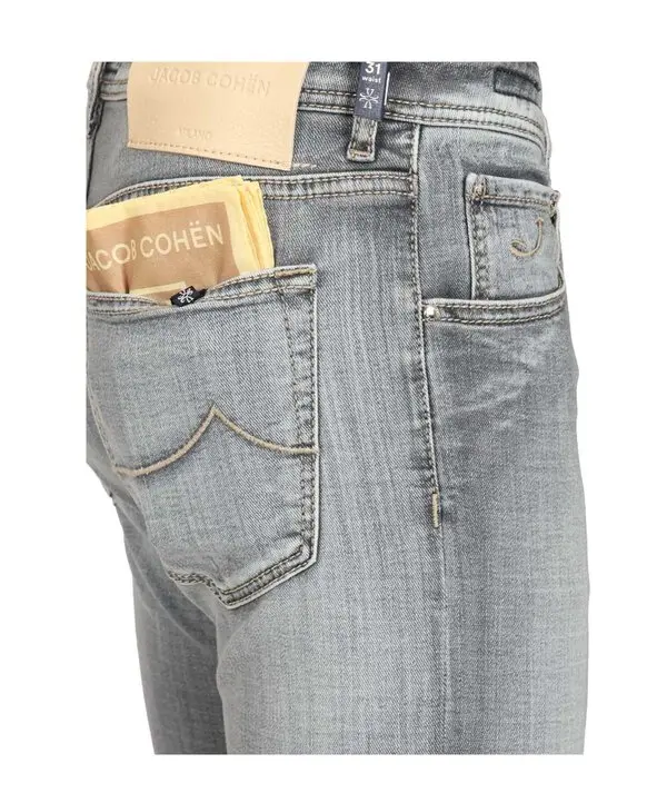 Jacob Cohen Slim Fit Jeans With Logo Patch - Gray