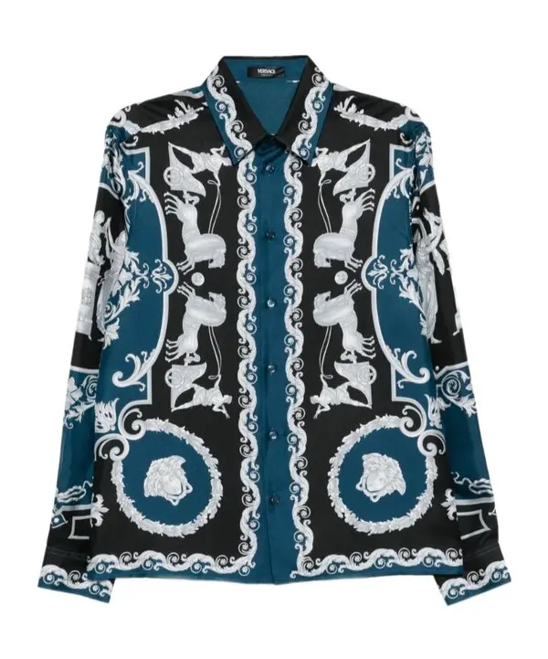 Versace Hall Of Hero Printed Shirt - Black
