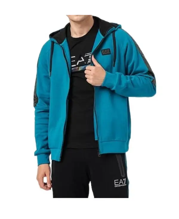 EA7 Logo Zipper Hooded Sweater