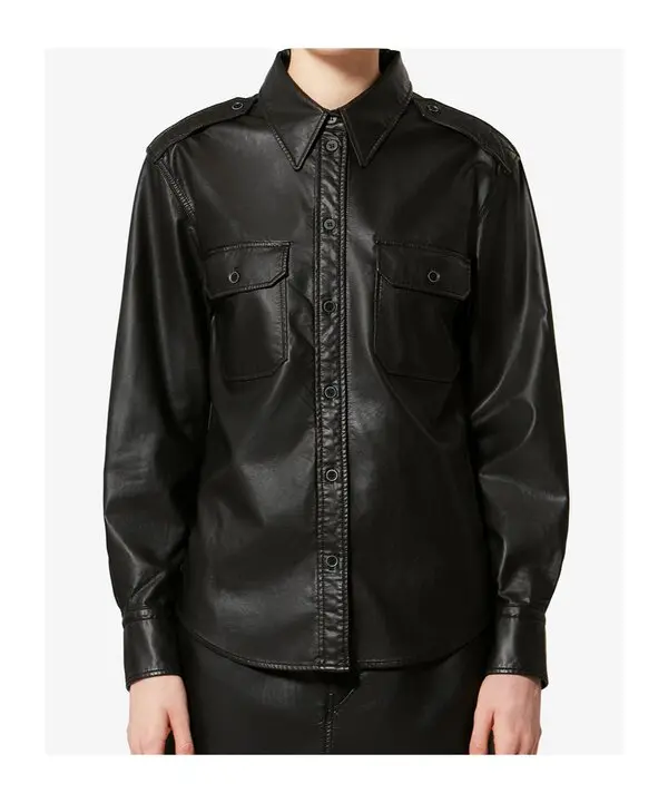 Isabel Marant Étoile Noee Faux Leather Shirt - Black