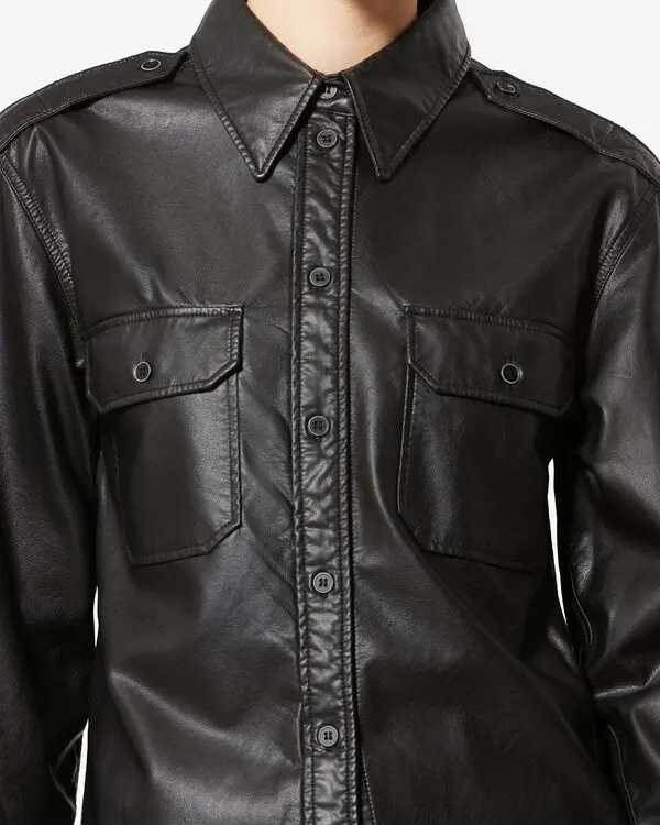 Isabel Marant Étoile Noee Faux Leather Shirt - Black