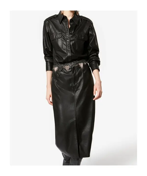 Isabel Marant Étoile Noee Faux Leather Shirt - Black
