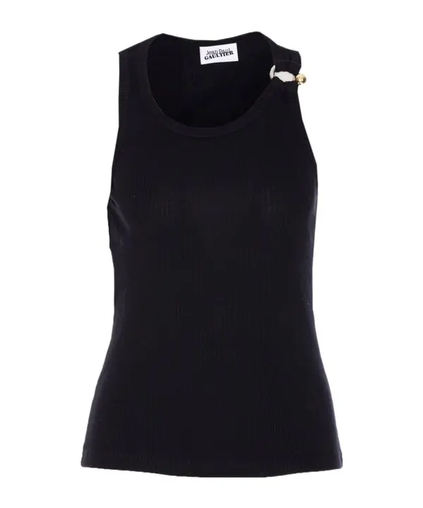 JEAN PAUL GAULTIER Ribbed Sleeveless Tank Top With Embellishment