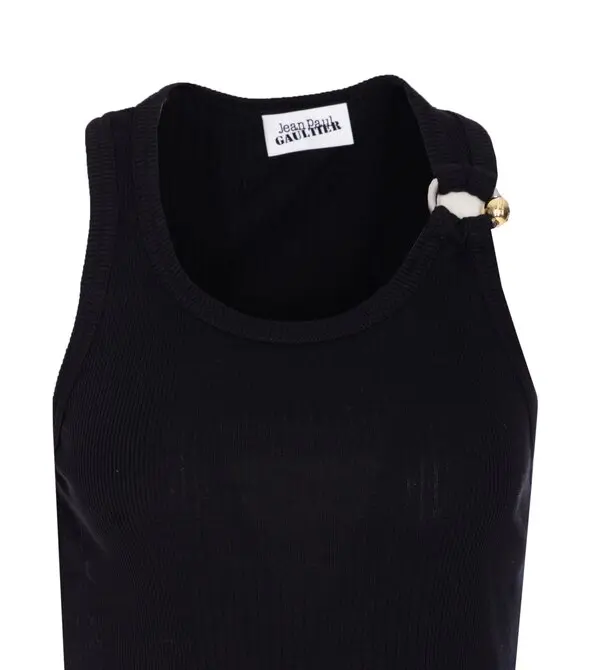 JEAN PAUL GAULTIER Ribbed Sleeveless Tank Top With Embellishment