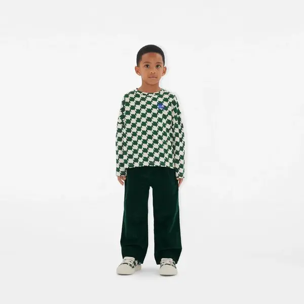 Burberry Houndstooth Cotton Long Sleeve Top