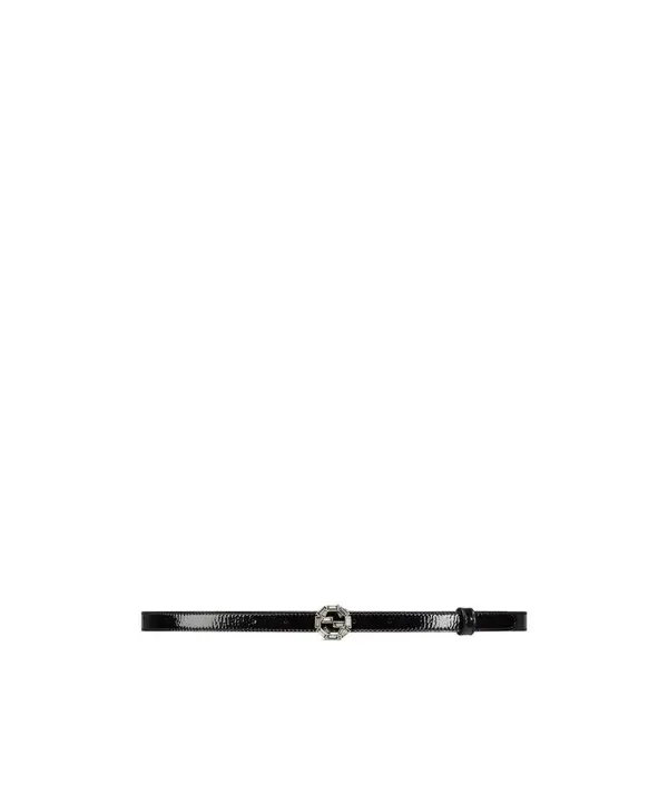 Gucci Thin Belt With Interlocking G Buckle - Black