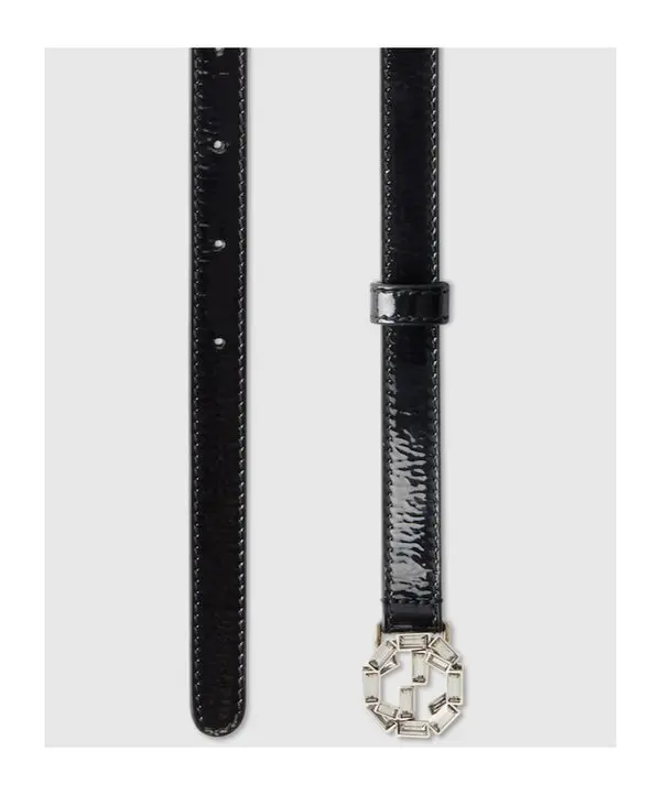 Gucci Thin Belt With Interlocking G Buckle - Black
