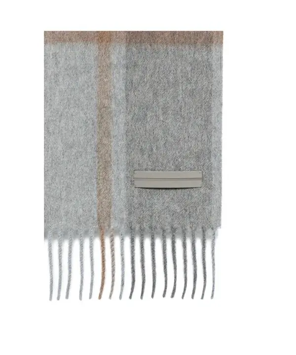 Zegna Fringed-detail Scarf - Gray