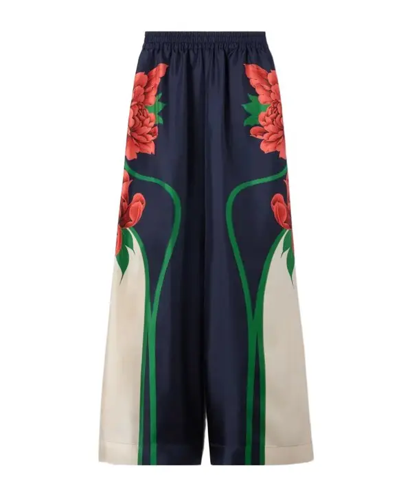 La DoubleJ Queen Peony Placed Palazzo Pants - Black