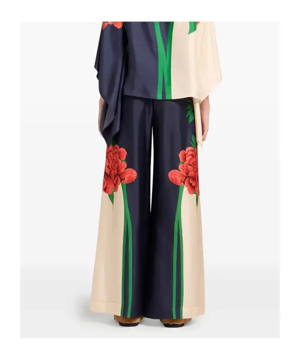 La DoubleJ Queen Peony Placed Palazzo Pants - Black