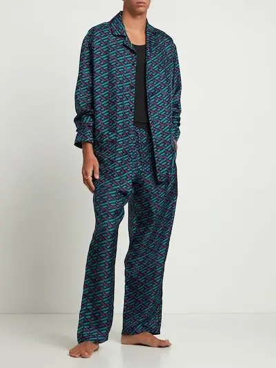 Versace Printed Silk Twill Shirt And Pajamas