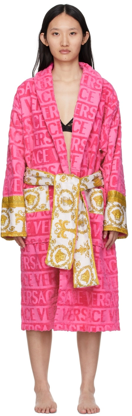 Versace I Love Baroque Belted Bathrobe - Pink